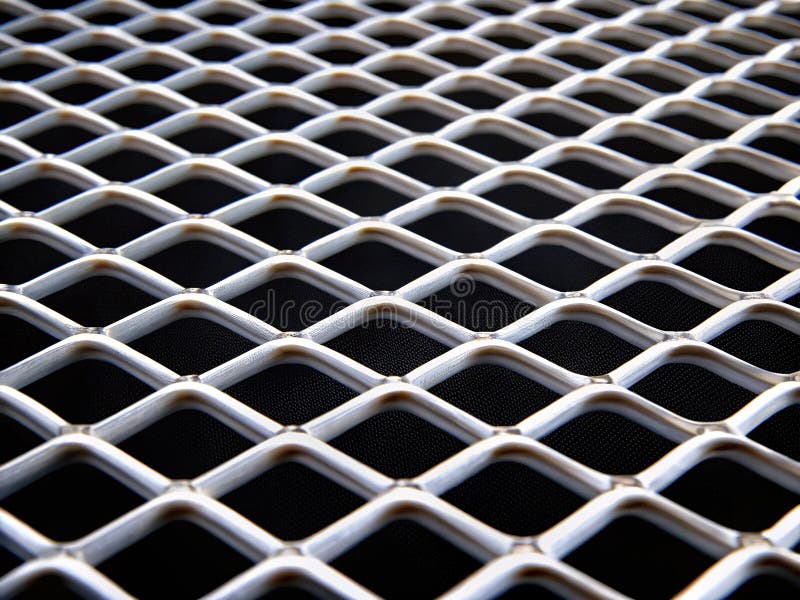 Seamless White Expanded Metal Mesh Texture on Black Background Ideal ...