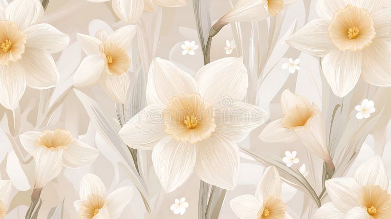 Seamless White Floral Pattern with Leaves Background Stock Image ...