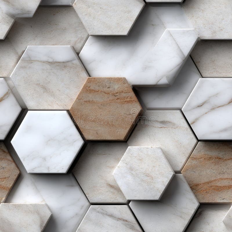 This Seamless White Hexagonal Marble Tile Pattern Showcases an Elegant ...