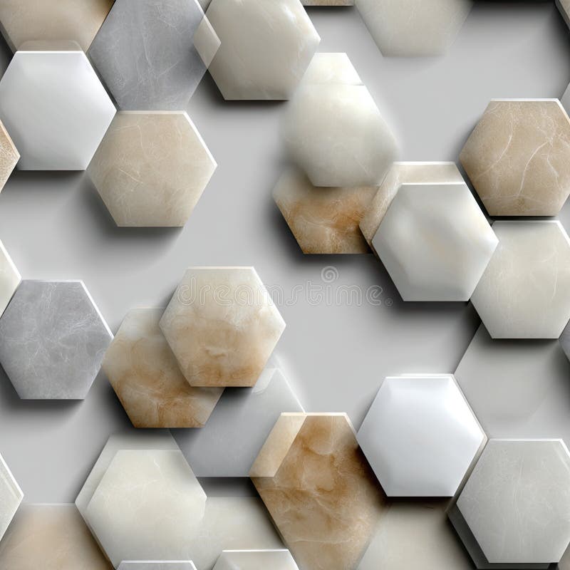 This Seamless White Hexagonal Marble Tile Pattern Showcases an Elegant ...
