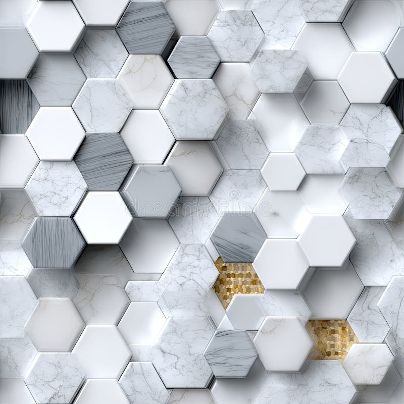 This Seamless White Hexagonal Marble Tile Pattern Showcases an Elegant ...