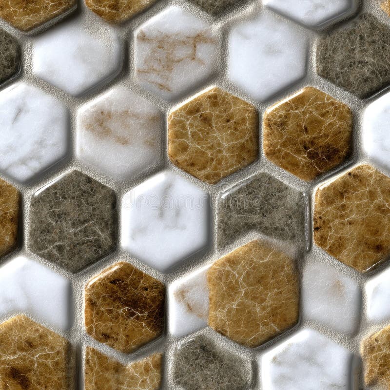 This Seamless White Hexagonal Marble Tile Pattern Showcases an Elegant ...
