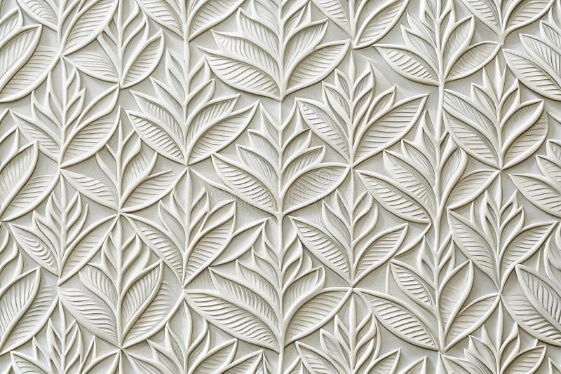 Seamless White Leaf Pattern Wall Stock Illustration - Illustration of ...