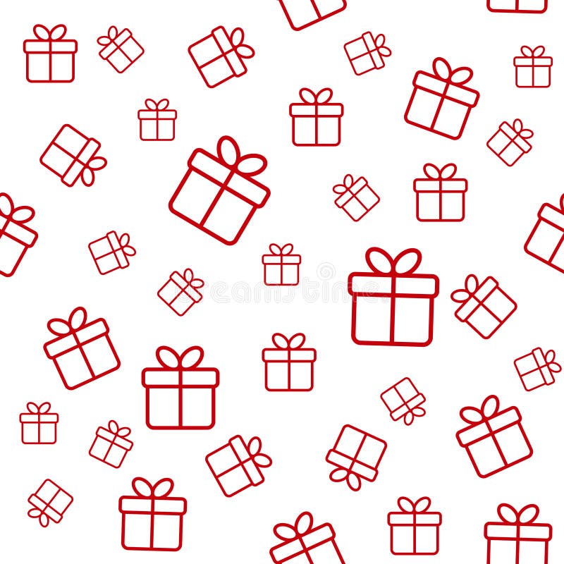 Seamless White Pattern with Red Gift Boxes Stock Vector - Illustration ...