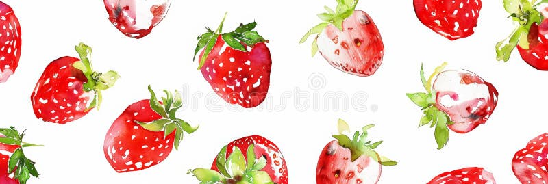 Seamless White and Red Strawberry Pattern on Pure White Background ...