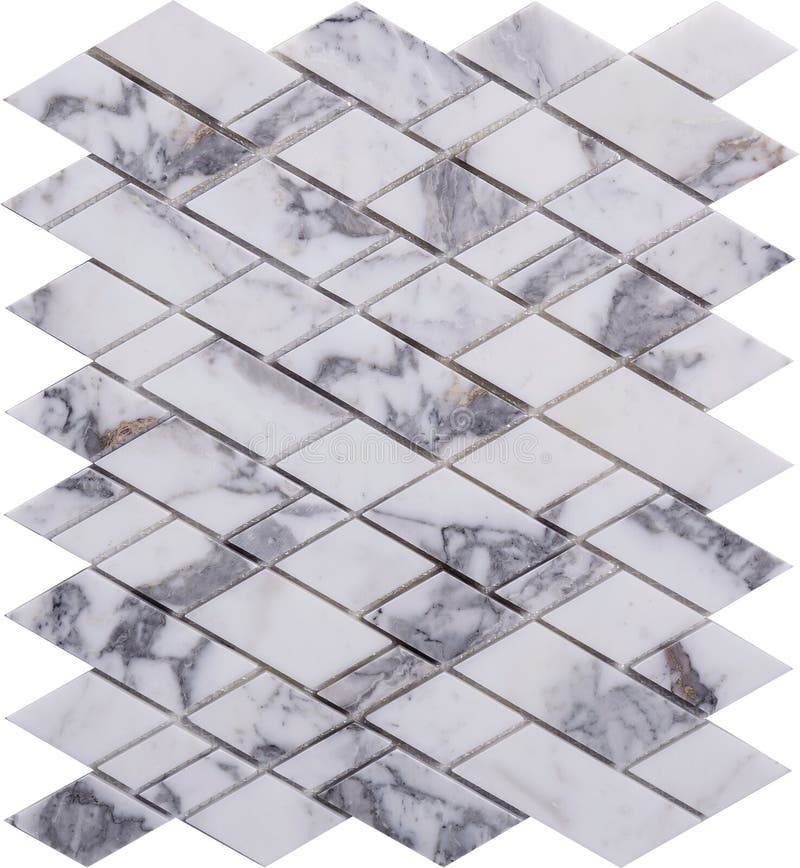 Seamless White Retro Style Diamond-shaped Marble Mosaic Pattern Stock ...