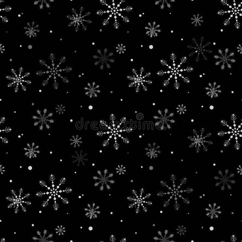 Seamless White Snowflakes Pattern on Black. Eps 10 Stock Illustration ...
