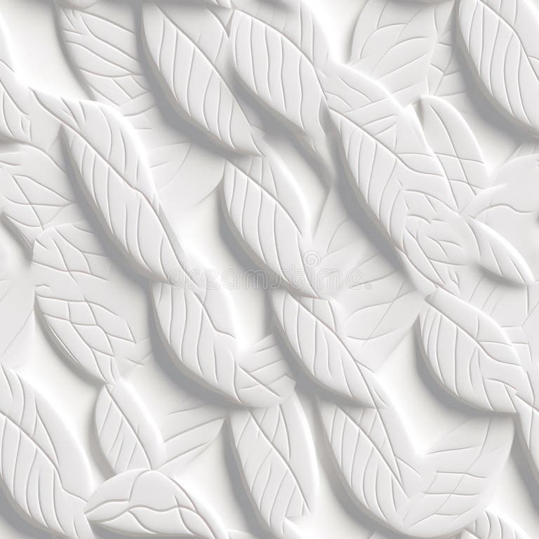 Seamless White Textured Leaf-shaped Design with Shadowed Backdrop Stock ...