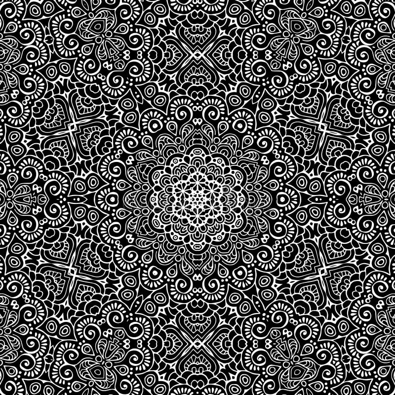 Vintage White Pattern on a Black Background Stock Illustration ...