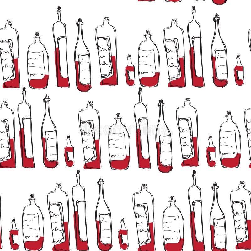 Seamless Wine Bottles Pattern Stock Vector - Illustration of bottle ...