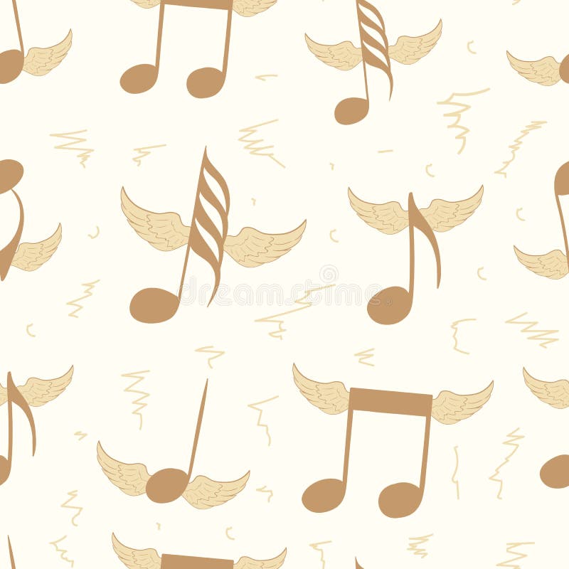 Seamless Winged Brown Notes Stock Vector - Illustration of backdrop ...