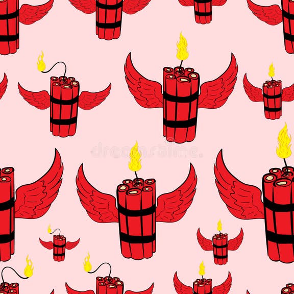 Seamless winged dynamite stock vector. Illustration of creatively ...