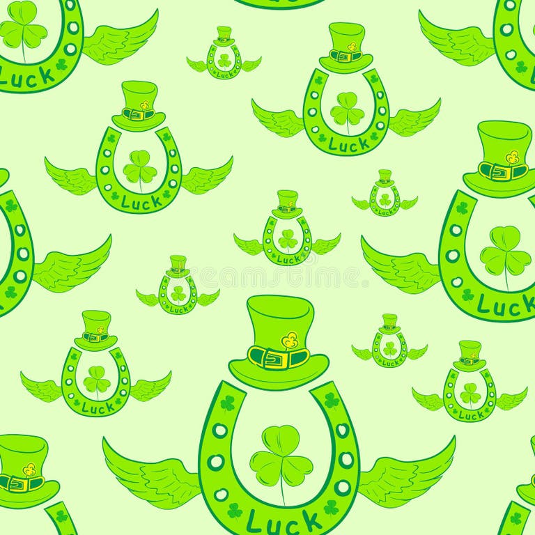 Seamless Winged Horseshoes of Patrick Stock Vector - Illustration of ...