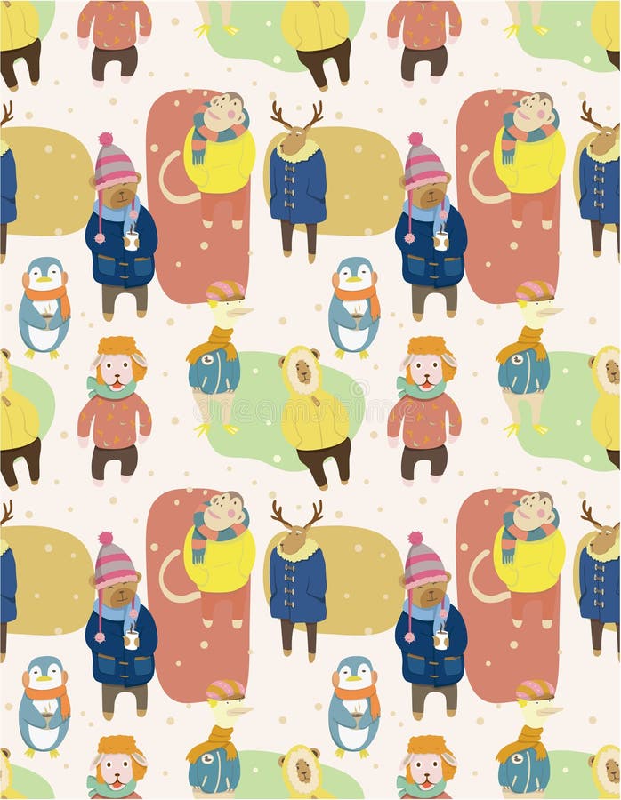 Seamless Winter Animal Pattern Stock Vector - Illustration of friend ...