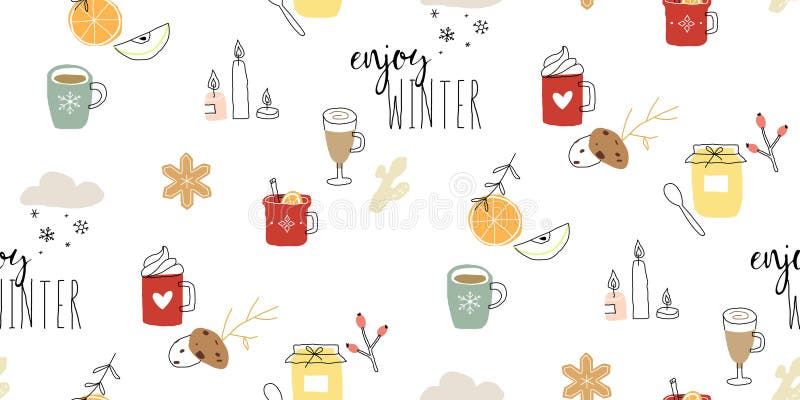 Seamless Winter Cozy Pattern Stock Vector - Illustration of wallpaper ...