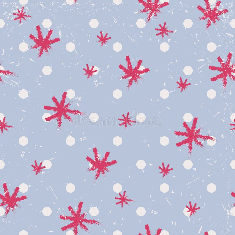 Seamless Winter Pattern with Dots and Hand Painted Snowflakes Stock ...