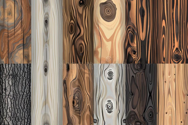 Seamless Wood Grain Patterns Collection Set Isolated Illustration Stock ...
