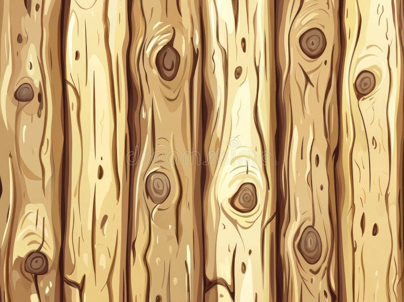 Seamless Wood Texture Pattern with Cartoon-style Grain and Knots ...