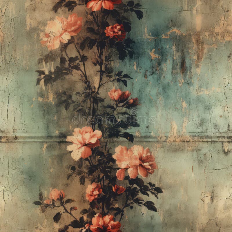 A Seamless Floral Beige Retro Wallpaper Stock Illustration ...