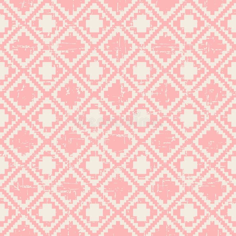 Seamless Worn Out Vintage Pink Pixel Diamond Check Pattern Background ...