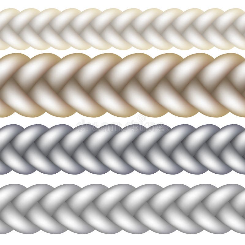 Plaits and Braids Pattern Brushes. Knitting, Braided Ropes Vector ...