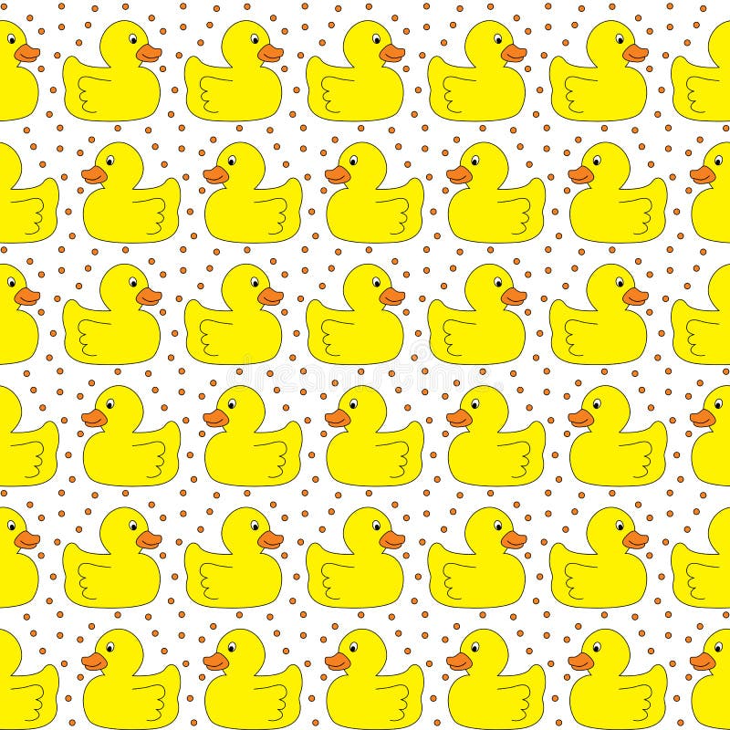 Seamless Yellow Ducks Pattern Stock Vector - Illustration of wallpaper ...