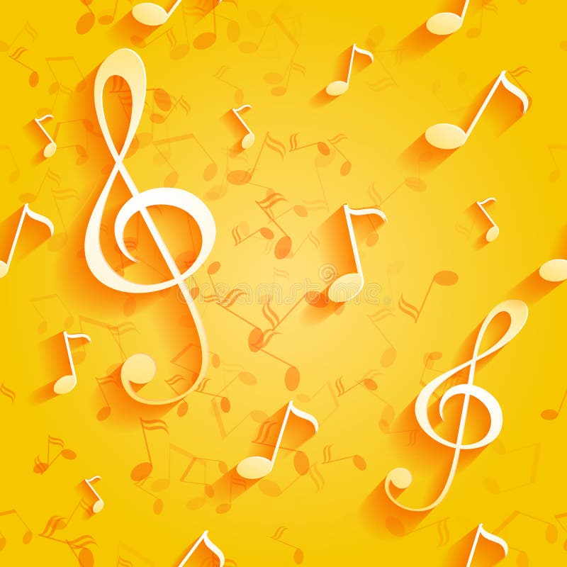 Seamless Yellow Pattern with Music Notes and Key Stock Vector ...