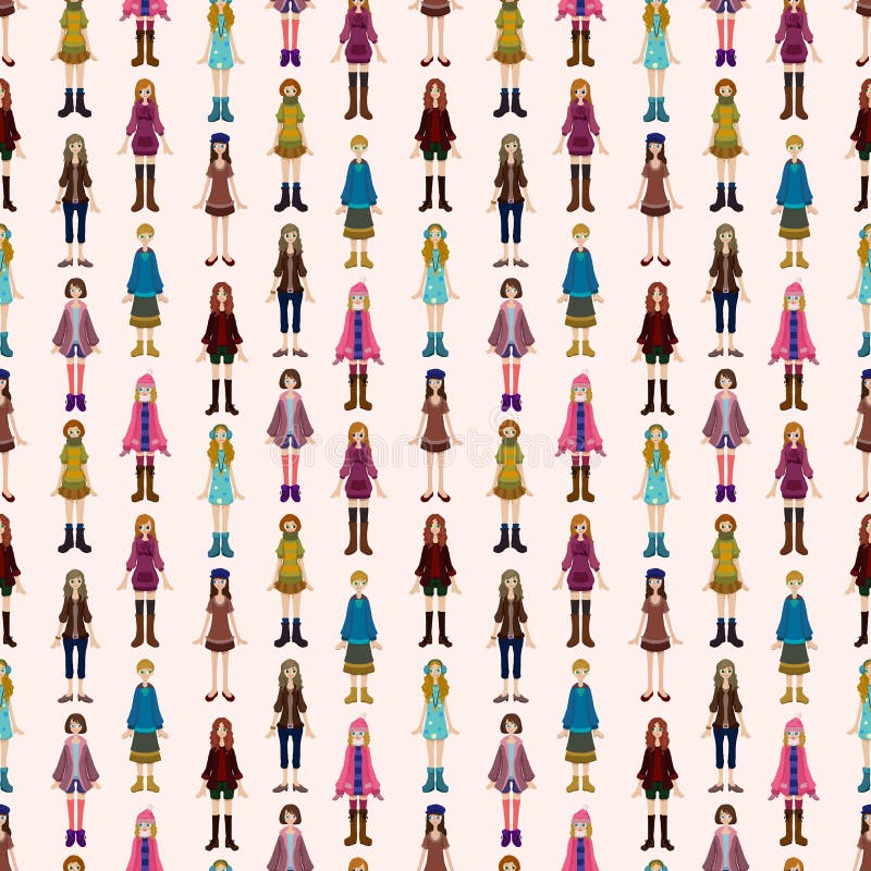 Seamless Young Girl Pattern Stock Vector - Illustration of frame ...