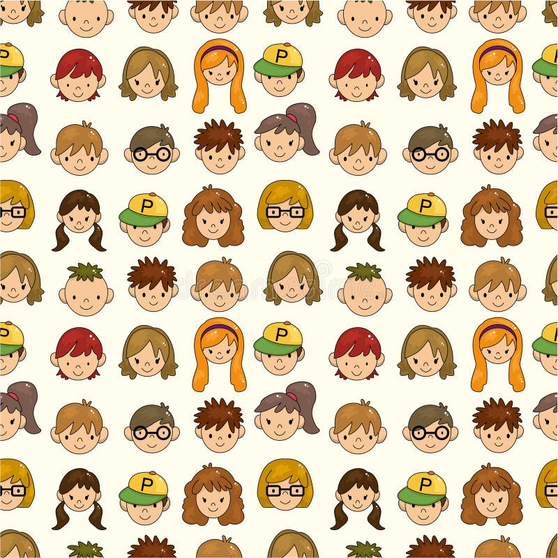 Seamless Young People Face Pattern Picture. Image: 20264685