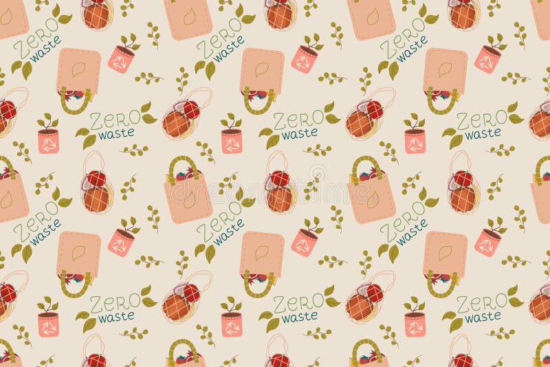 Seamless Zero Waste Pattern. a Paper Bag, the Inscription Zero Waste ...