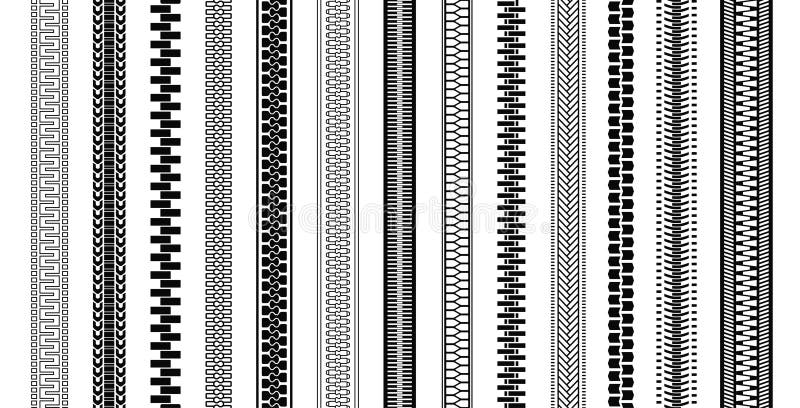 Seamless Zipper Set. Repeating Patterns with Zipper Brushes. Fashion ...