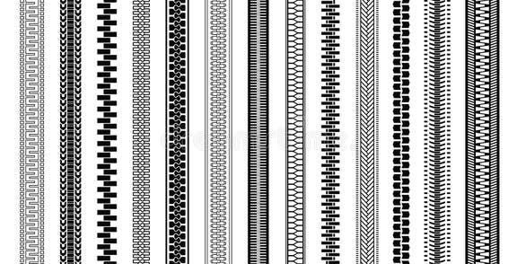 Seamless Zipper Set. Repeating Patterns with Zipper Brushes. Fashion ...