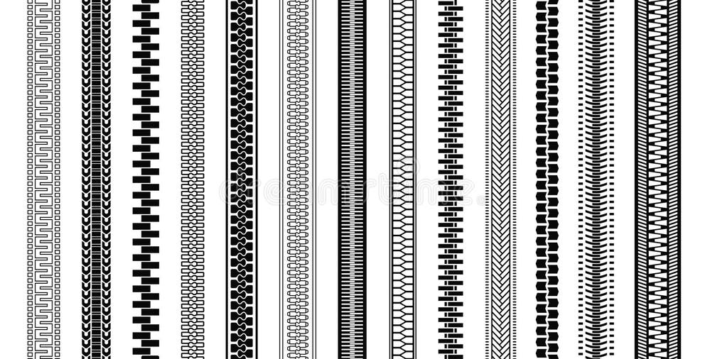 Seamless Zipper Set. Repeating Patterns with Zipper Brushes. Fashion ...