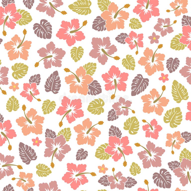 Cute Hibiscus Pattern Perfect for Textiles, Stock Vector - Illustration ...