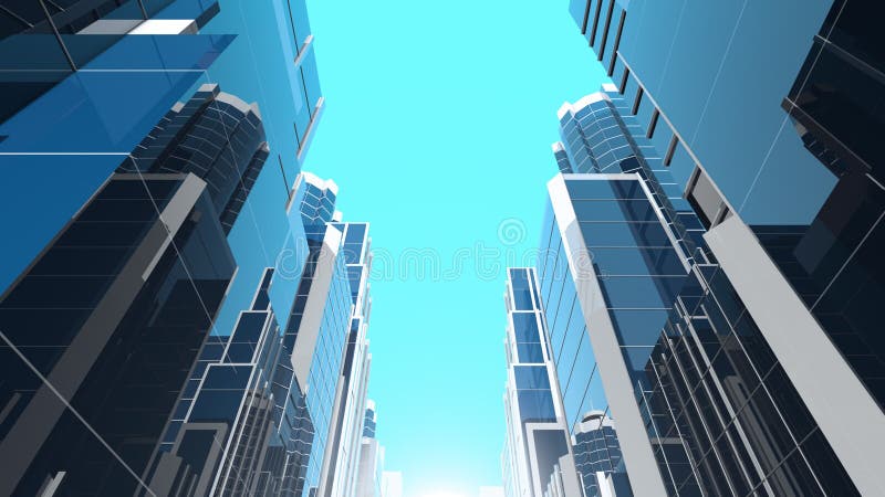 Animation of Modern Skyscrapers in Perspective Stock Footage - Video of ...