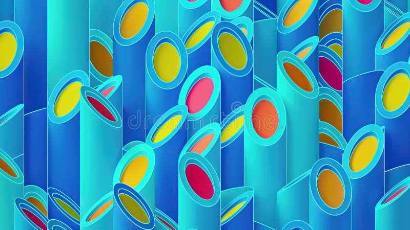 Colorful Cylinders Roll Along Lanes 3d Looping Animation. Conceptual ...