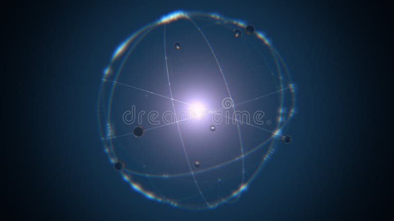 Animated Model of Atomic Nucleus and Electrons Blue Stock Illustration ...