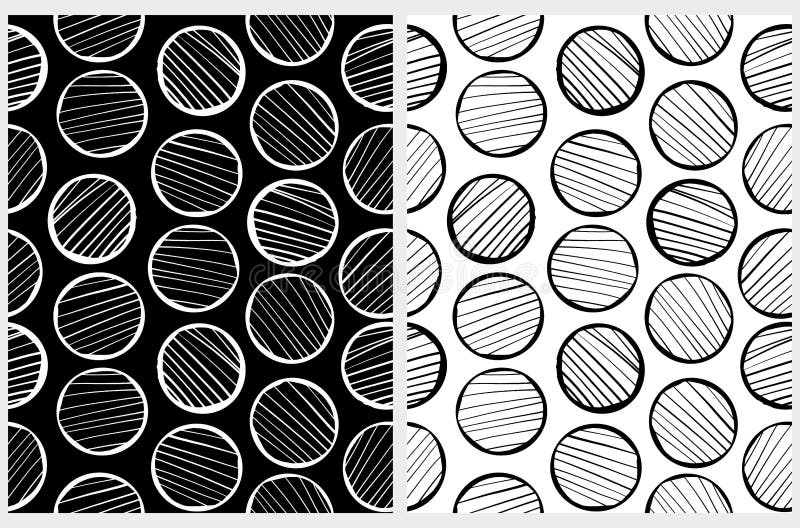 Seamlles Vector Patterns with Dots. Black-White Dotted Print. Stock ...
