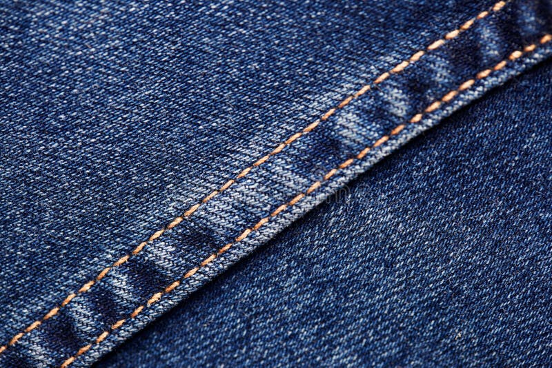 Seams on Jeans Close-up. Stitching on Denim. Fabric Texture. Blue Jeans ...