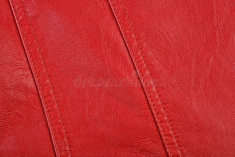 Seams on the Texture of Red Leather Stock Photo - Image of quality ...