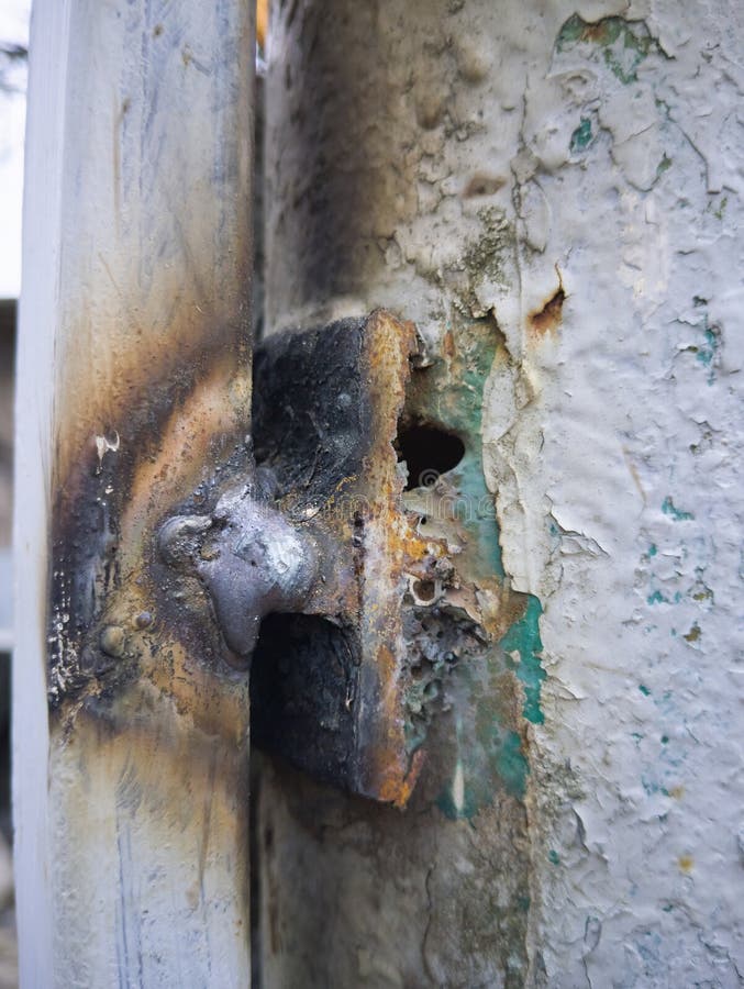 Close-up of Welding Seams on Metal,seams after Welding the Fence of a ...