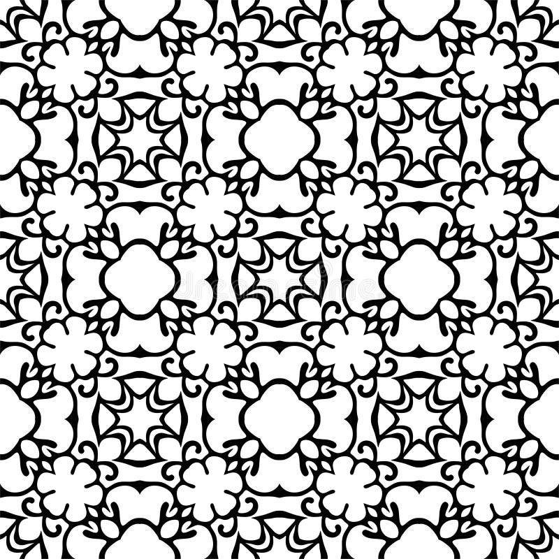 Seamless Pattern Black and White Stock Vector - Illustration of fabric ...