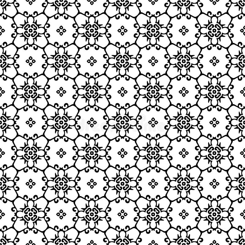 Seamless Pattern Black and White Stock Vector - Illustration of ...