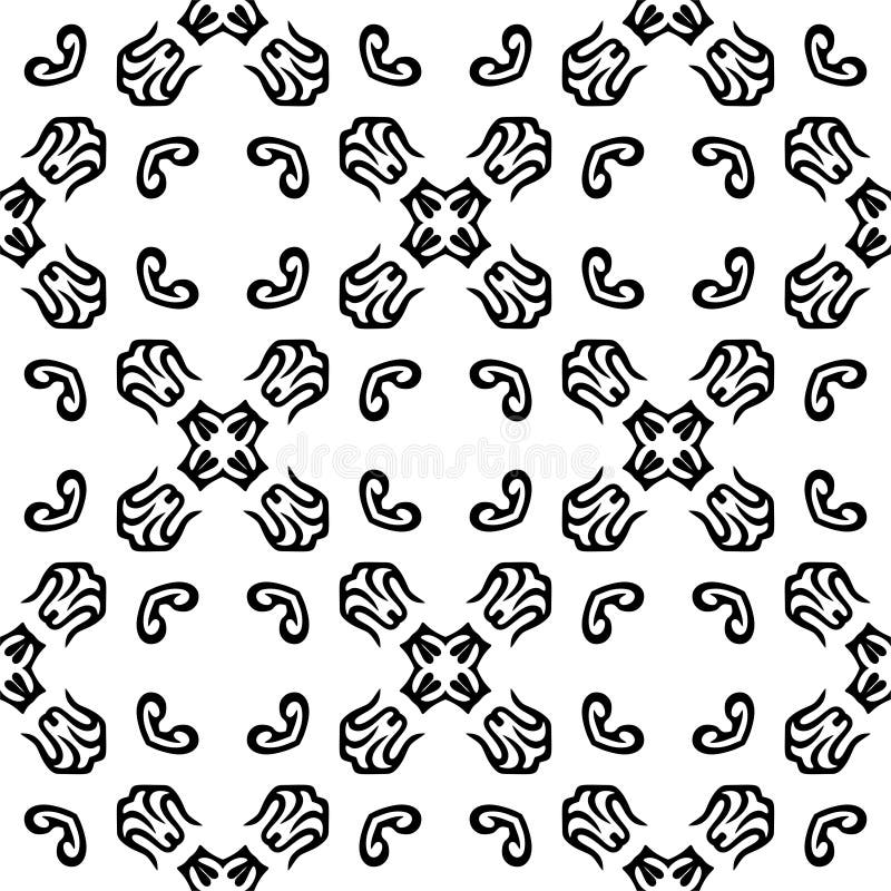 Seamless Pattern Black and White Stock Vector - Illustration of ...