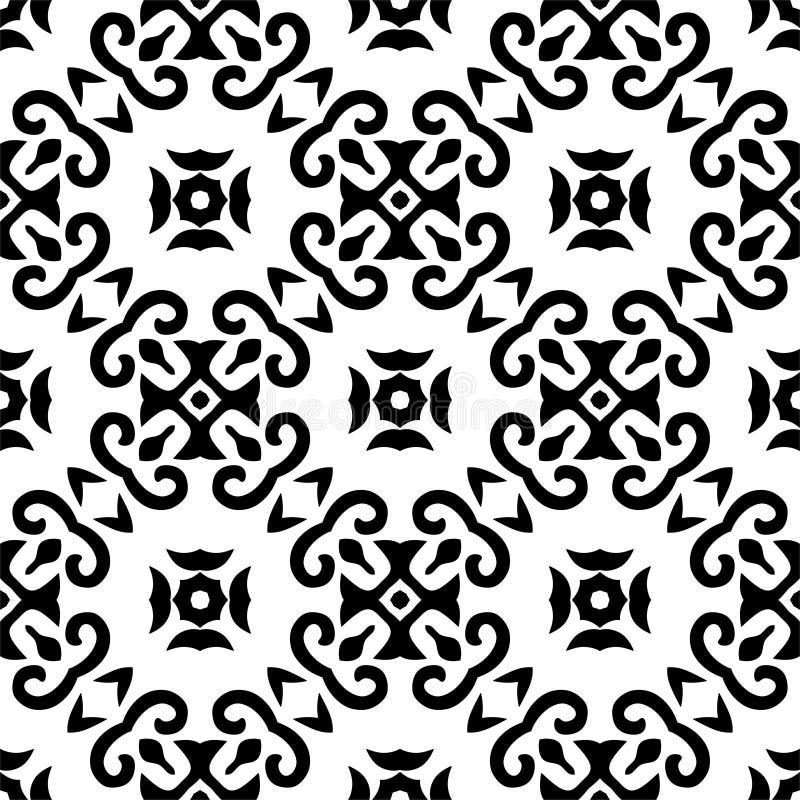 Seamless Pattern Black and White Stock Vector - Illustration of ...