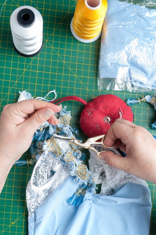 Seamstress Cuts Thread Sewing Scissors Stock Photo - Image of workshop ...