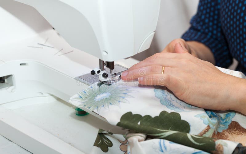 Seamstress Hands at Work, Threads and Needles Stock Photo - Image of ...