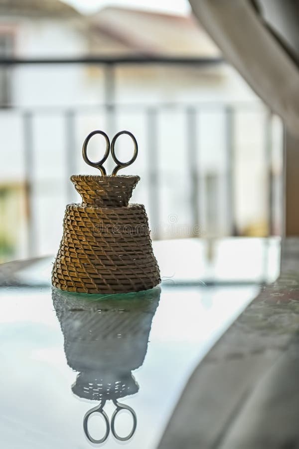 Seamstress with Scissors on a Table. Stock Photo - Image of clothes ...