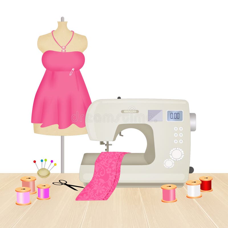 Seamstress Sewing Fashionable Clothes Dressmaker Creating New Dress On