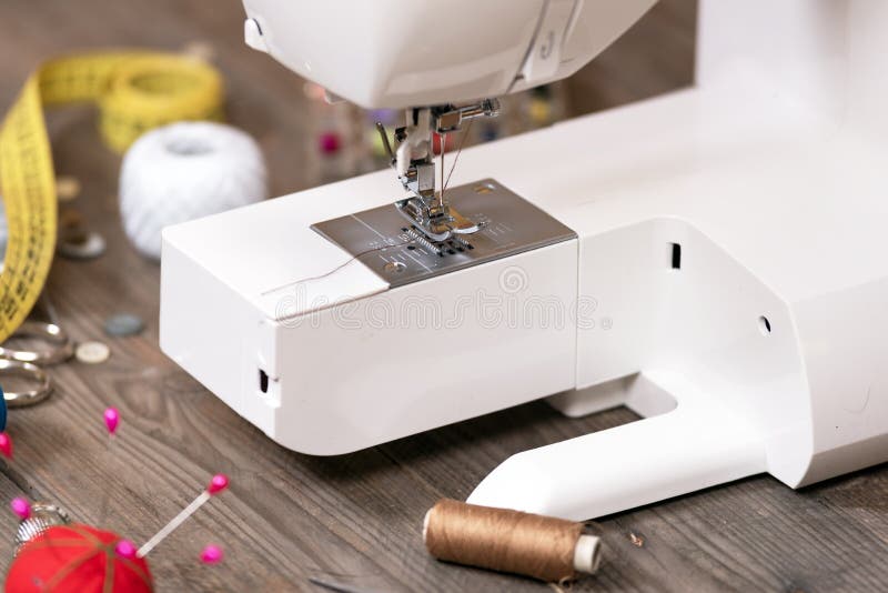 Seamstress or Tailor Background with Sewing Tools, Colorful Threads ...